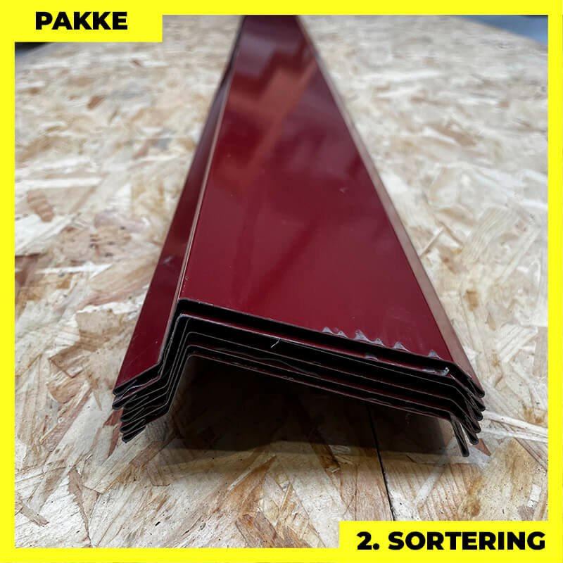 Vindskede - 2. sortering - 6 stk. 20x100x25x20 mm - Mørkerød
